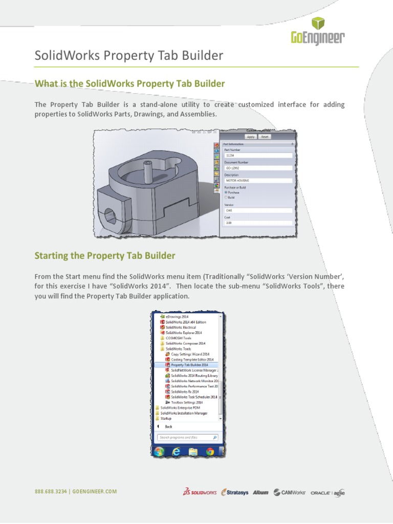 SolidWorks Property Tab Builder Guide | PDF