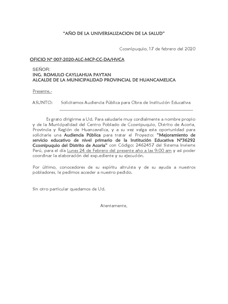 Oficio Solicita Audiencia | PDF