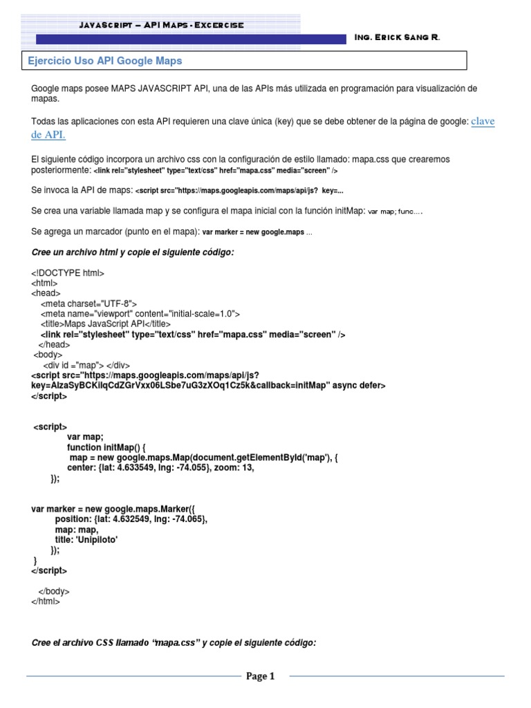 Ejercicio API Maps | PDF