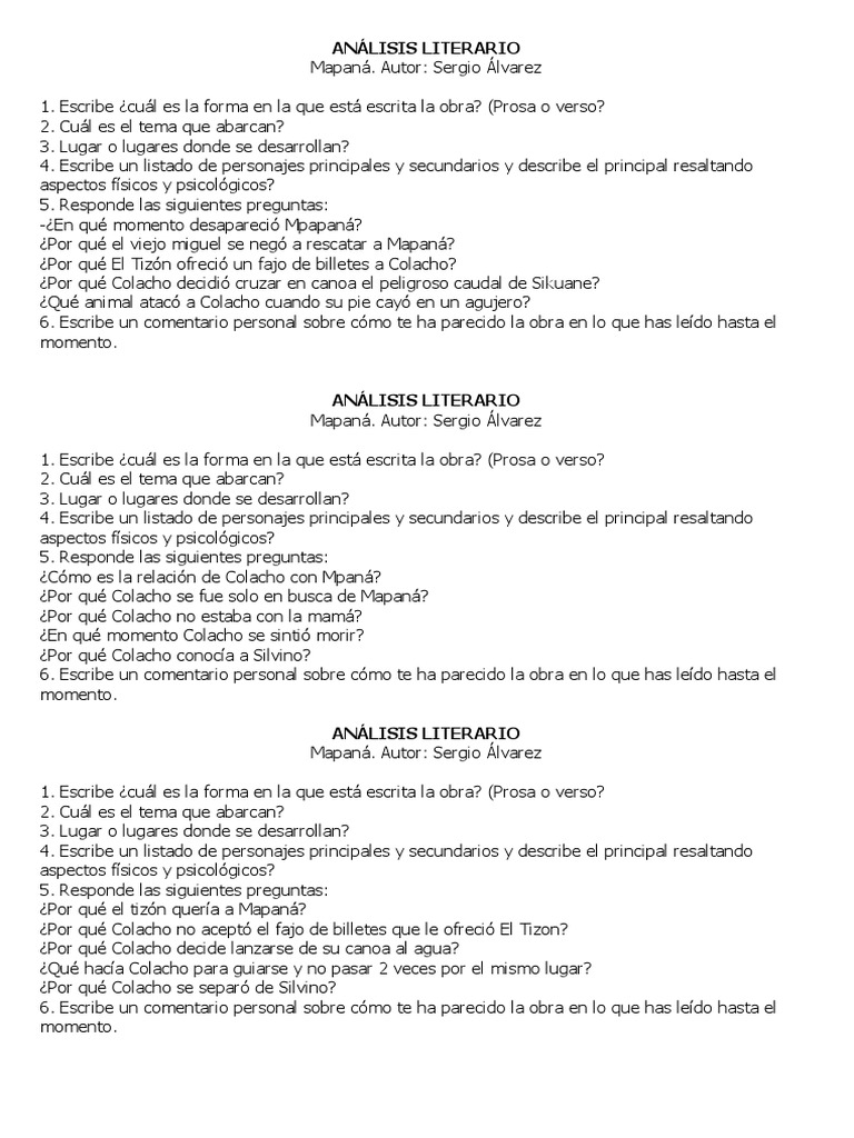 ANÁLISIS LITERARIO Mapaná | PDF