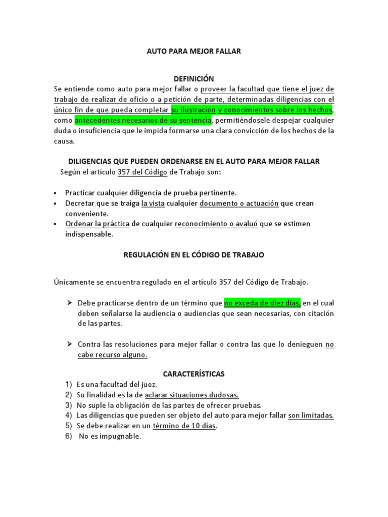 Auto para Mejor Fallar | Descargar gratis PDF | Sentencia (ley) | Ley ...