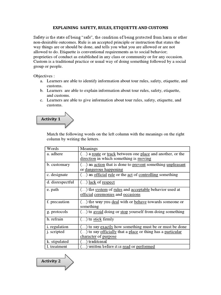 Explaining Safety | PDF | Etiquette