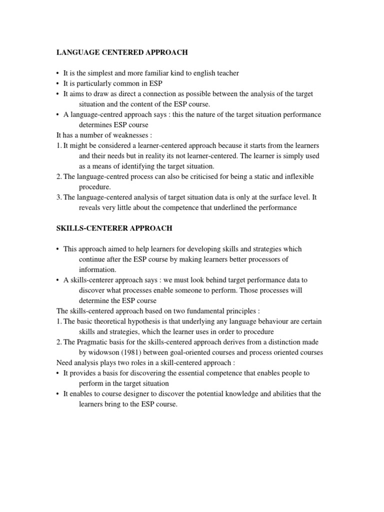 Language Centered Approach | PDF | Information | Learning