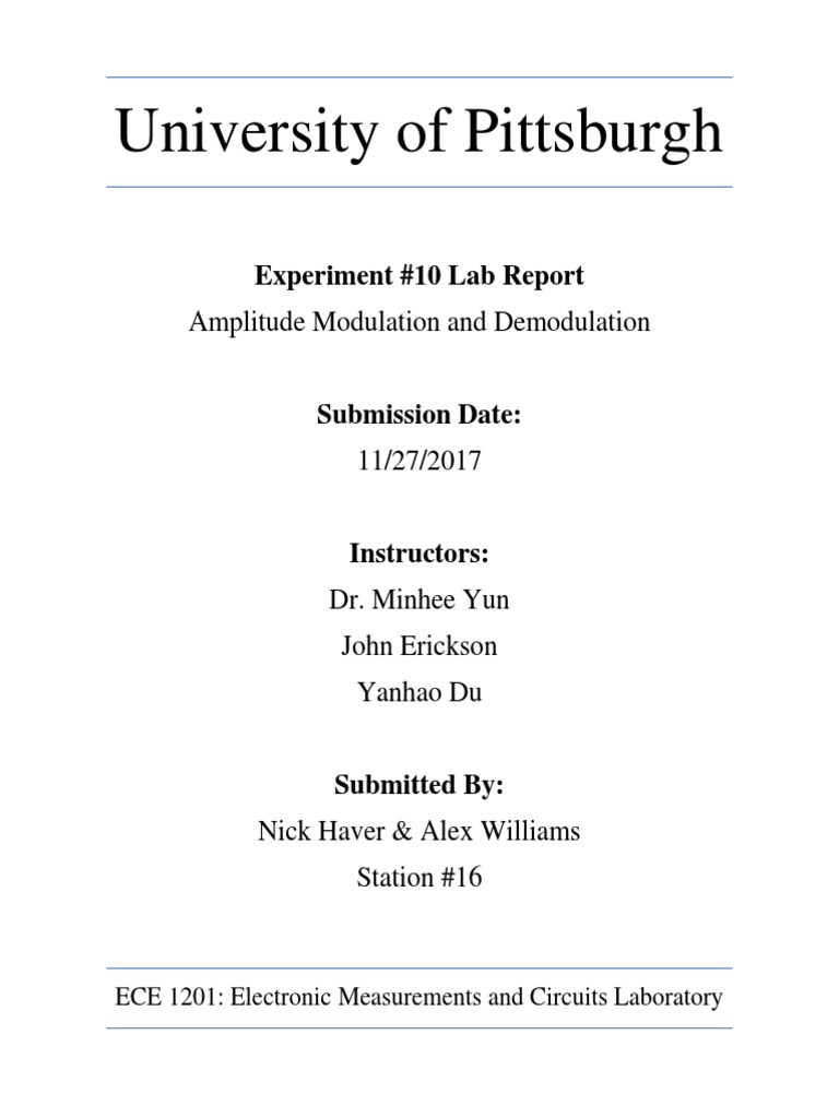 Amplitude Modulation Lab Report | PDF | Detector (Radio) | Modulation Amplitude Modulation Lab Report | PDF | Detector (Radio) | Modulation