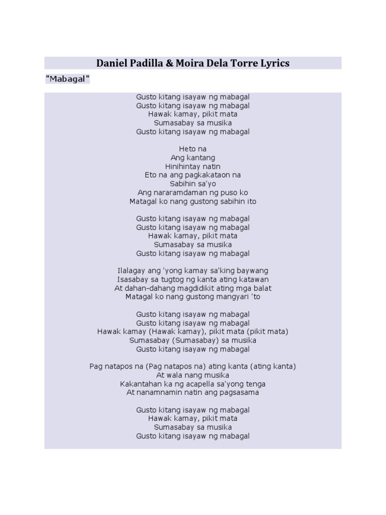 Mabagal Lyrics | PDF
