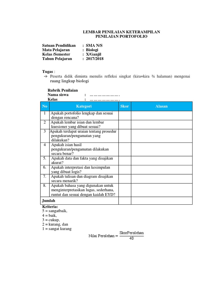 13.lampiran Portofolio RPP 1 | PDF