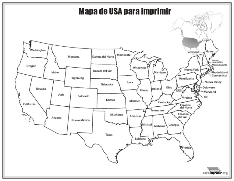 Mapa de Estados Unidos para Imprimir | PDF | Los Estados Unidos