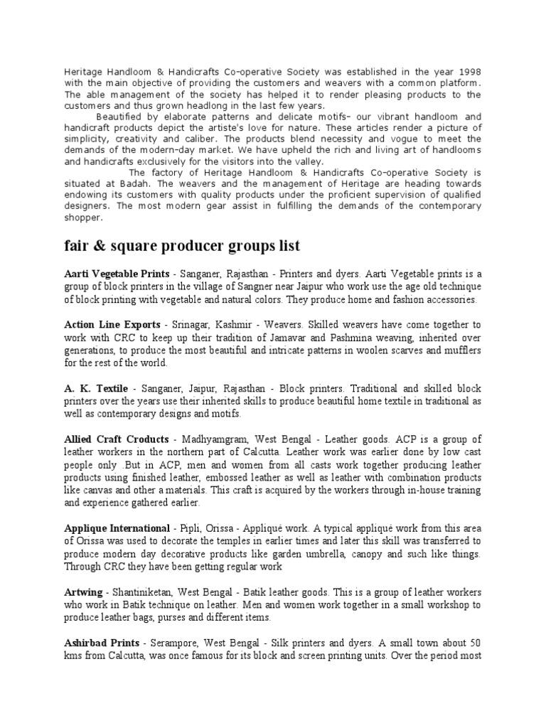 Fair & Square Producer Groups List | PDF | Nature