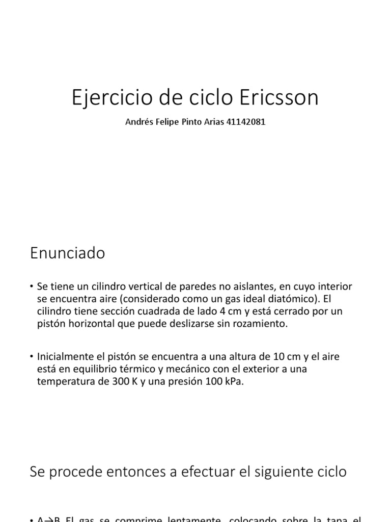 Ejercicio de Ciclo Ericsson | PDF | Gases | Presión