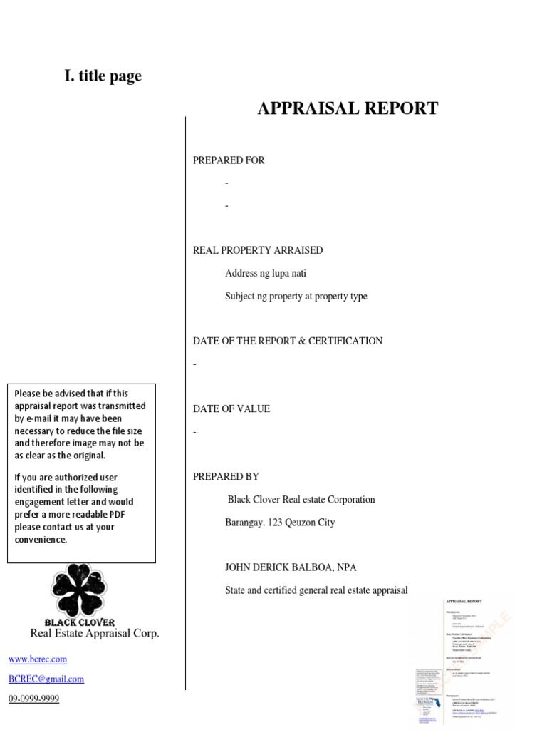 Appraisal Report | PDF | Value (Economics) | Real Estate Appraisal