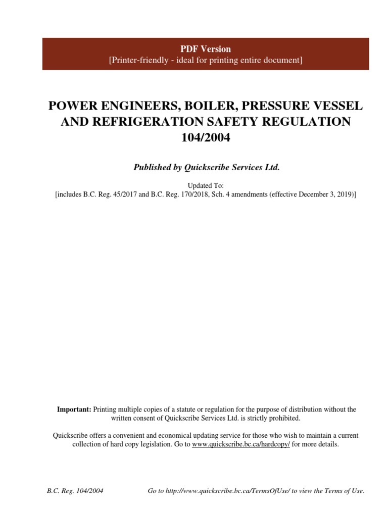 BC Pressure Vessel Safety Regulations | PDF | Boiler | Steam
