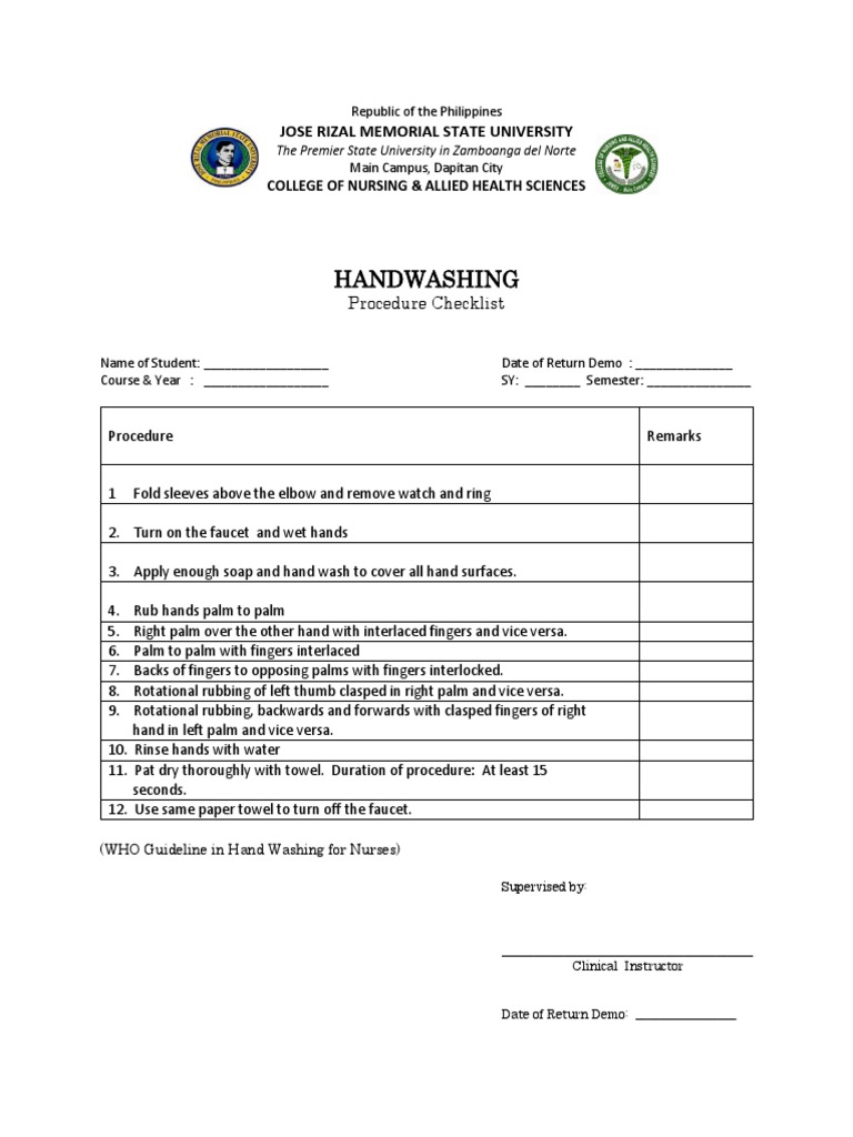 Handwashing and Gloving (Checklist) | PDF
