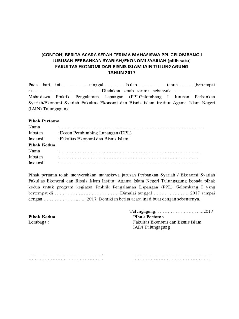 LAMP 06 Berita Acara Penyerahan Mahasiswa PPL | PDF