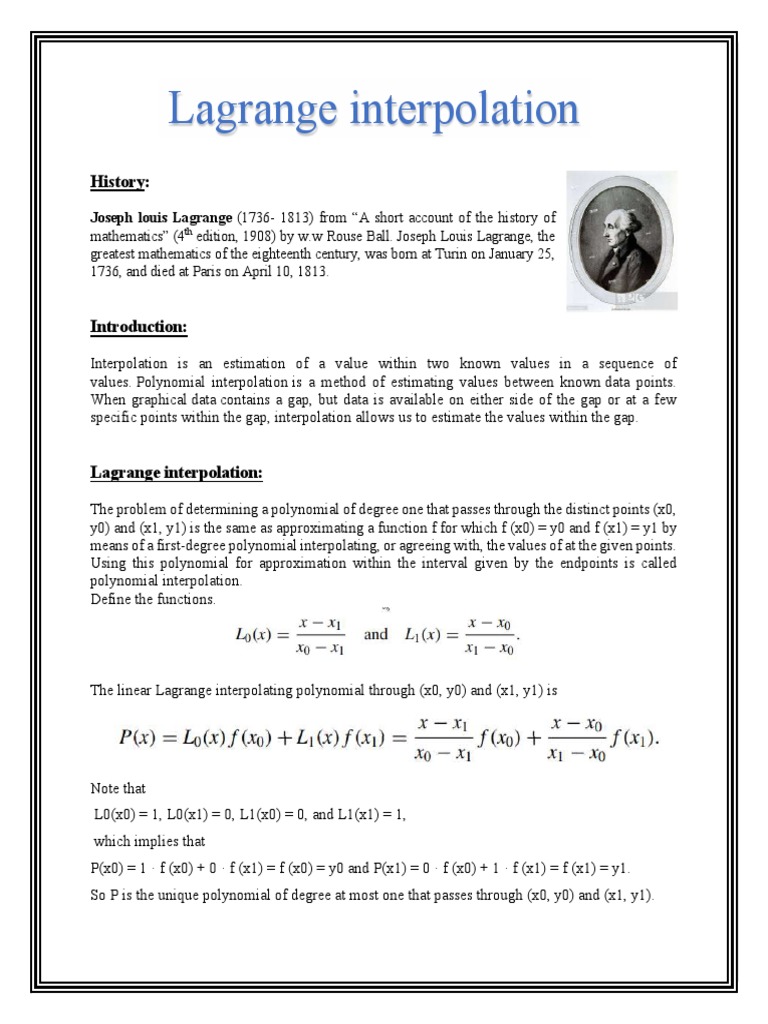 Lagrange Interpolation | PDF | Teaching Methods & Materials