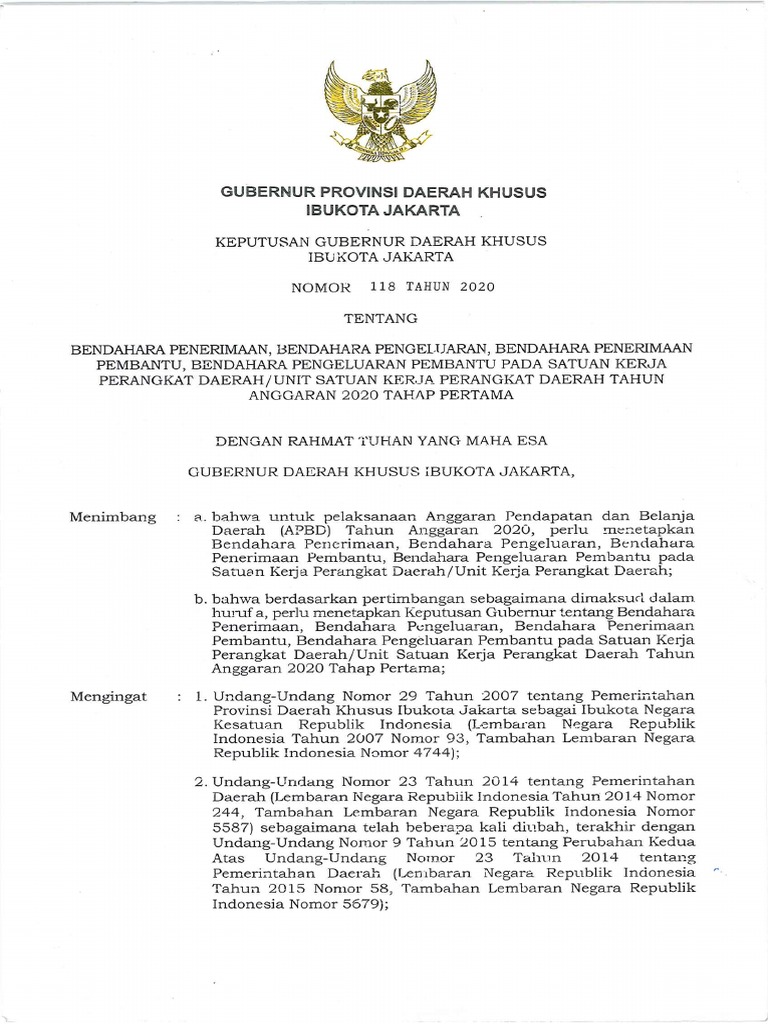 SK Bend No 118 Tahun 2020 PDF | PDF