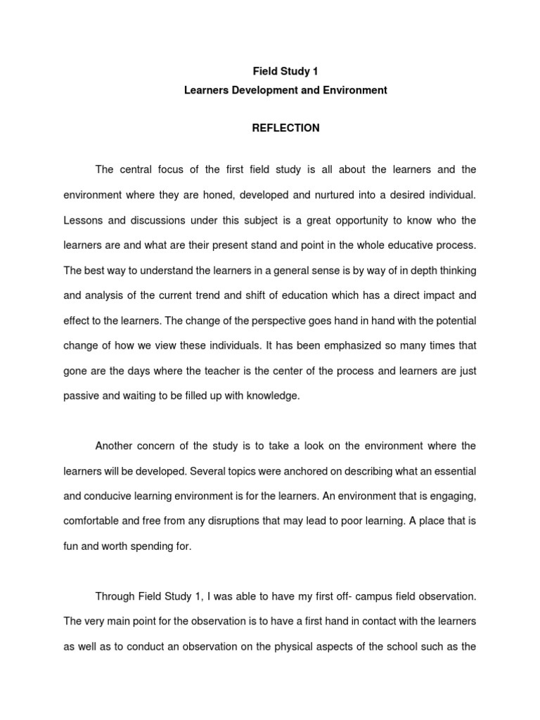 Field Study 1 Reflection | PDF