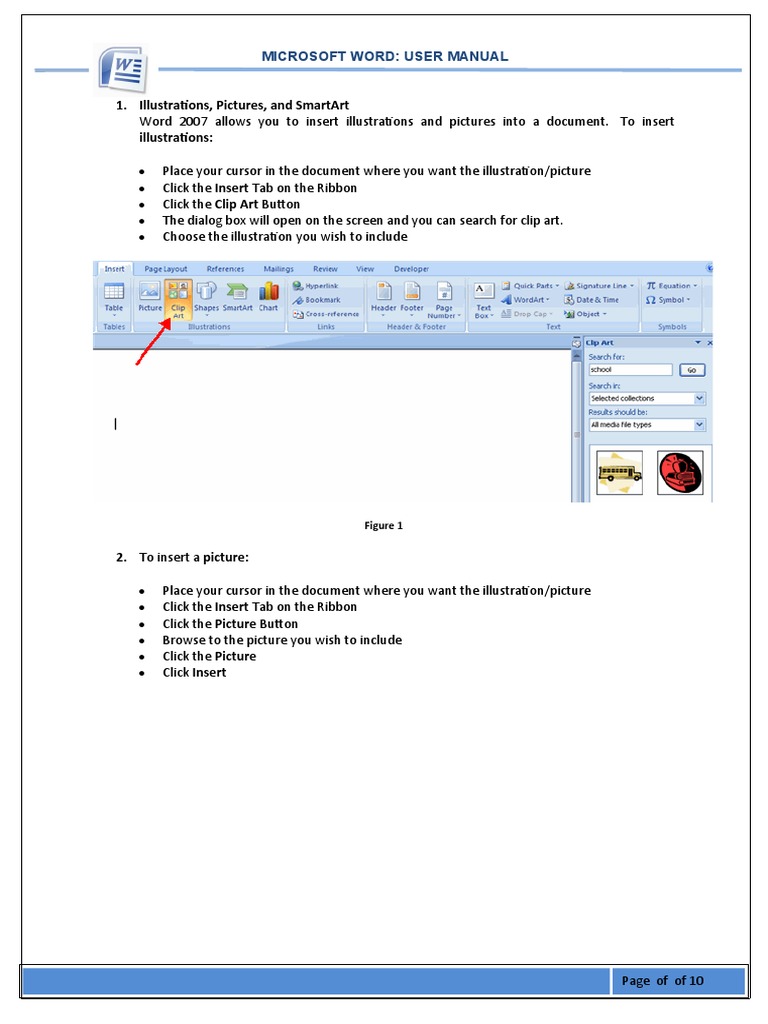 Microsoft Word User Manual: Insert Pictures, Illustrations and SmartArt ...