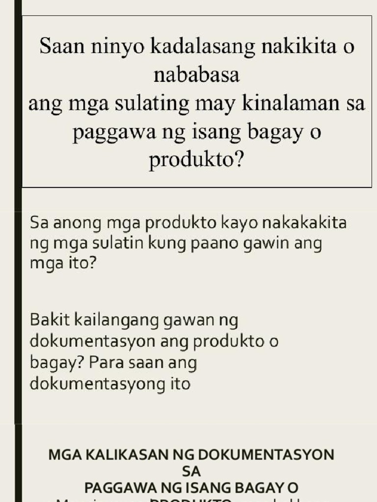 Dokumentasyon Sa Paggawa NG Produkto | PDF