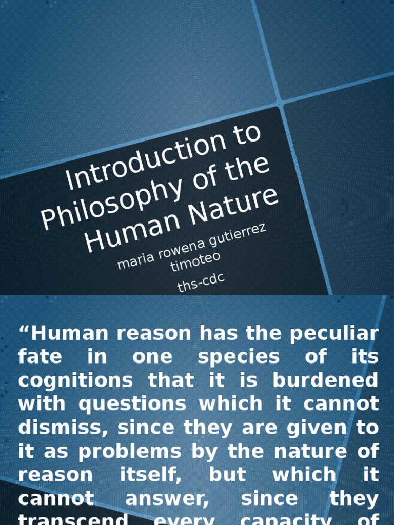 Introduction To Philosophy of The Human Nature | PDF | Reason | Rationalism