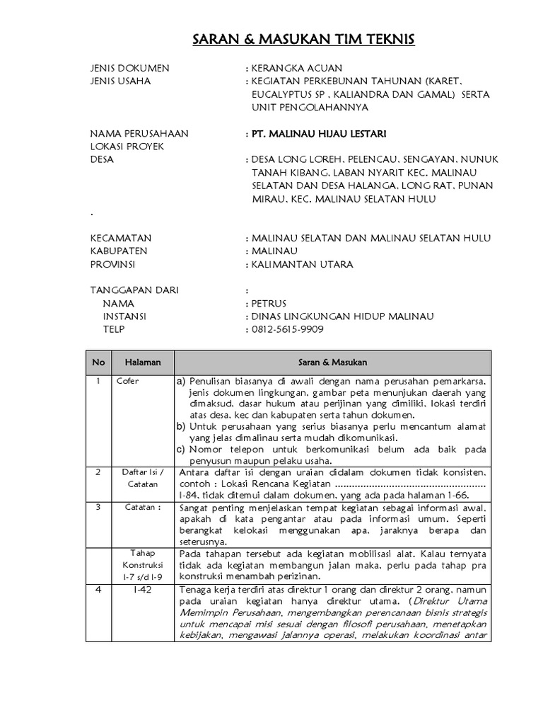 Saran Masukan Pt. MHL | PDF | Sains & Matematika