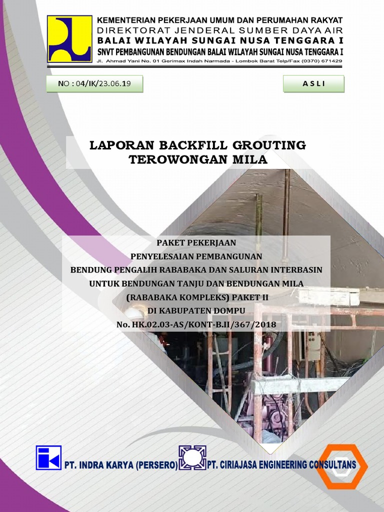 Laporan Backfill Grouting Terowongan Mila | PDF