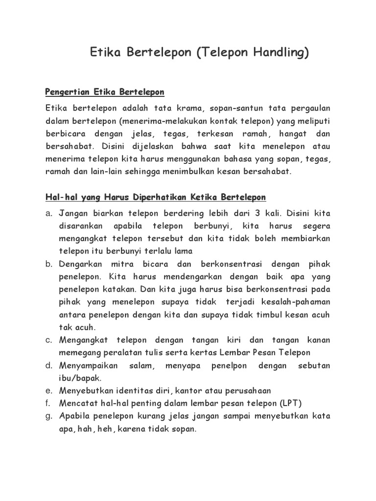 Etika Bertelepon | PDF