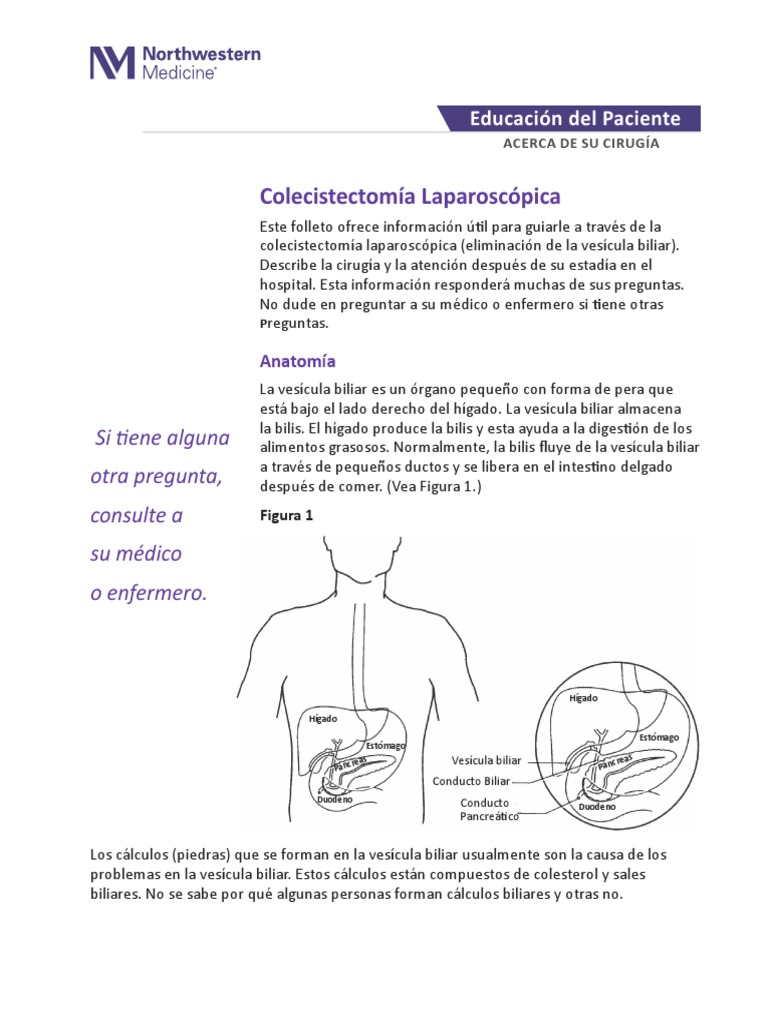 Colecistectomia Laparoscopica | PDF | Bilis | Vesícula biliar
