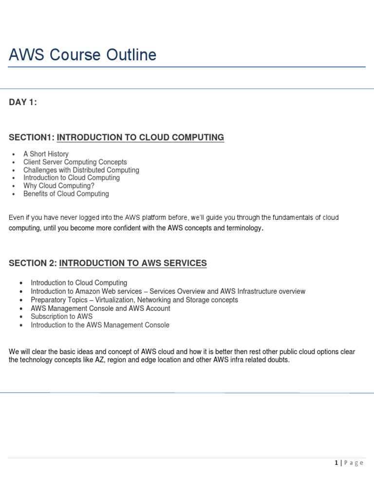 AWS Course Outline | PDF | Amazon Web Services | Cloud Computing