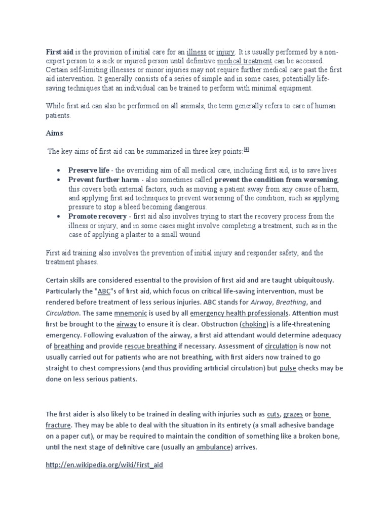 First Aid | PDF | First Aid | Medical Specialties
