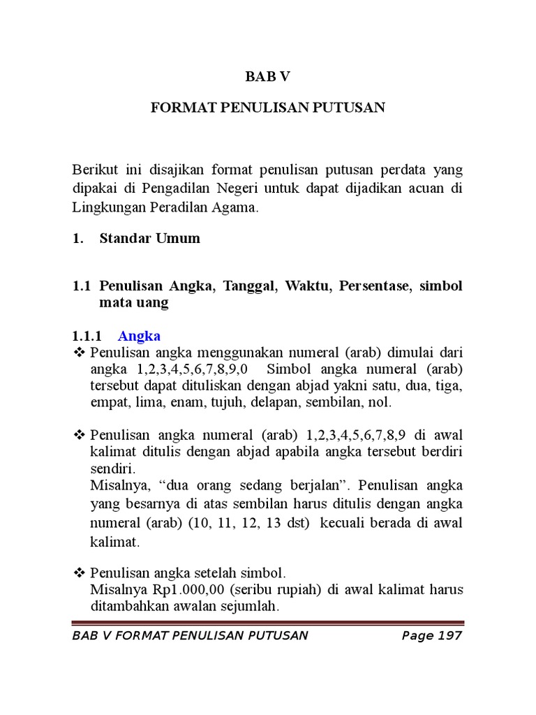 Format Penulisan Putusan Perdata | PDF | Kajian Bahasa Asing | Hukum