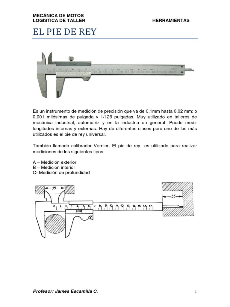 El Pie de Rey-1 PDF | Descargar gratis PDF | Herramientas | Longitud