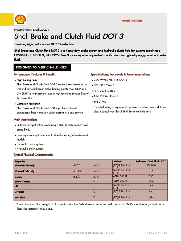 TDS - Brake and Clutch Fluid DOT 3 | PDF | Mechanical Engineering | Nature