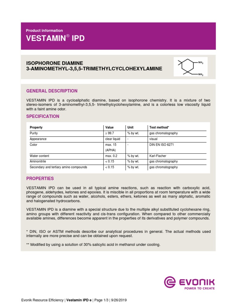 Vestamin IPD e PDF | PDF | Epoxy | Amine