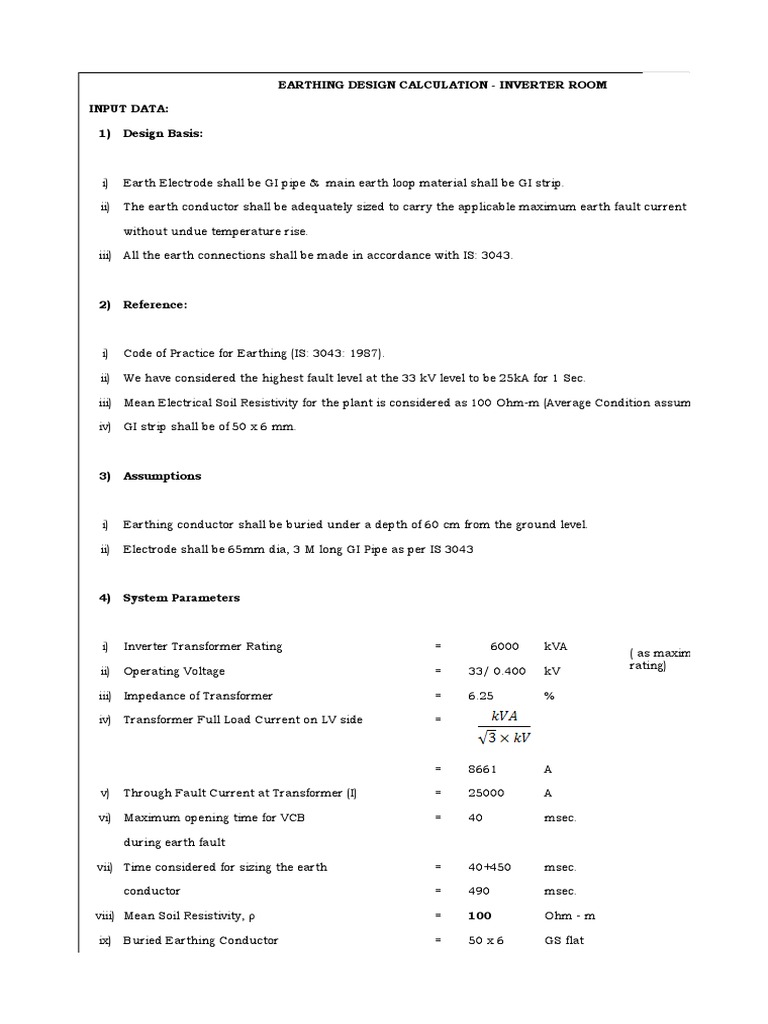 Solar Array Earthing Calculation | PDF | Electrical Resistivity And ...