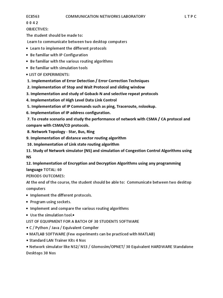 Hands On Networking Lab A Guide To Implementing Communication Protocols Configuring Ip