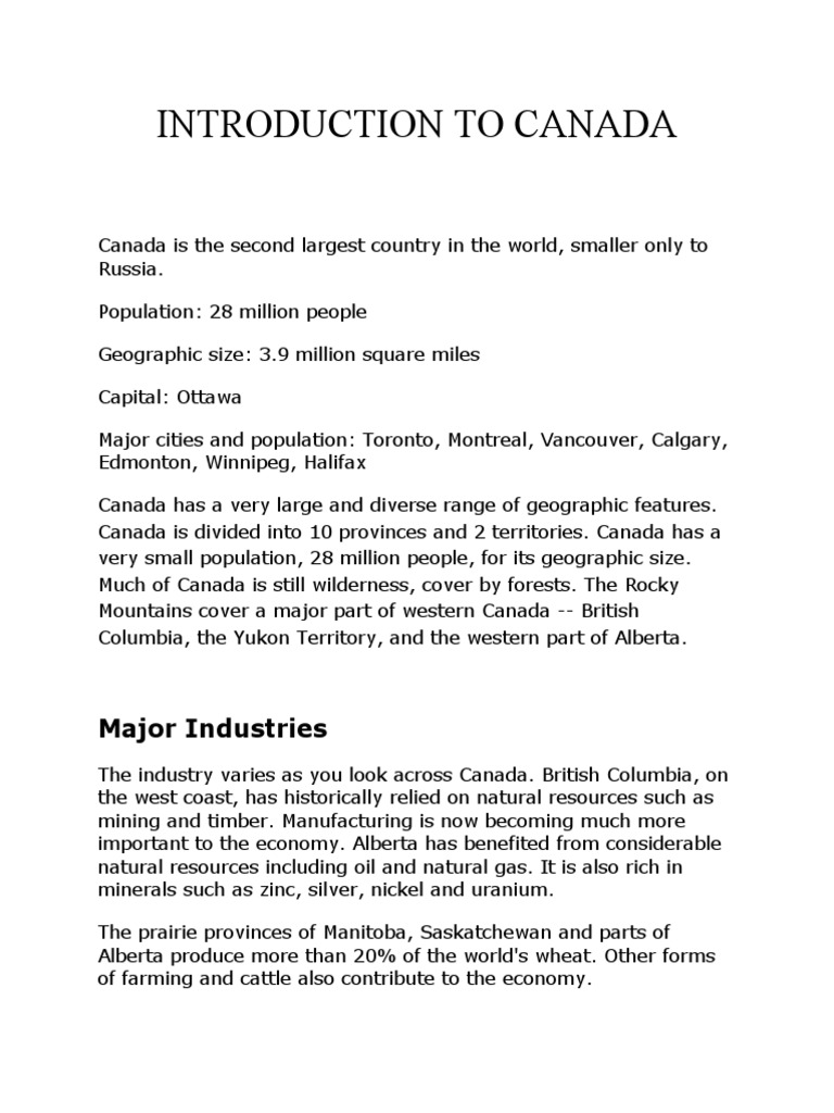 Introduction To Canada: Major Industries | PDF | Partnership | Canadian ...