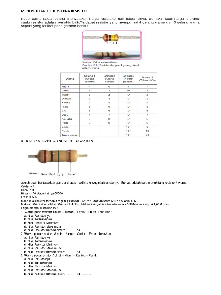 TR Menentukan Kode Warna Resistor | PDF