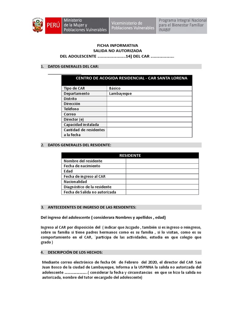 Modelo Ficha Informativa | PDF