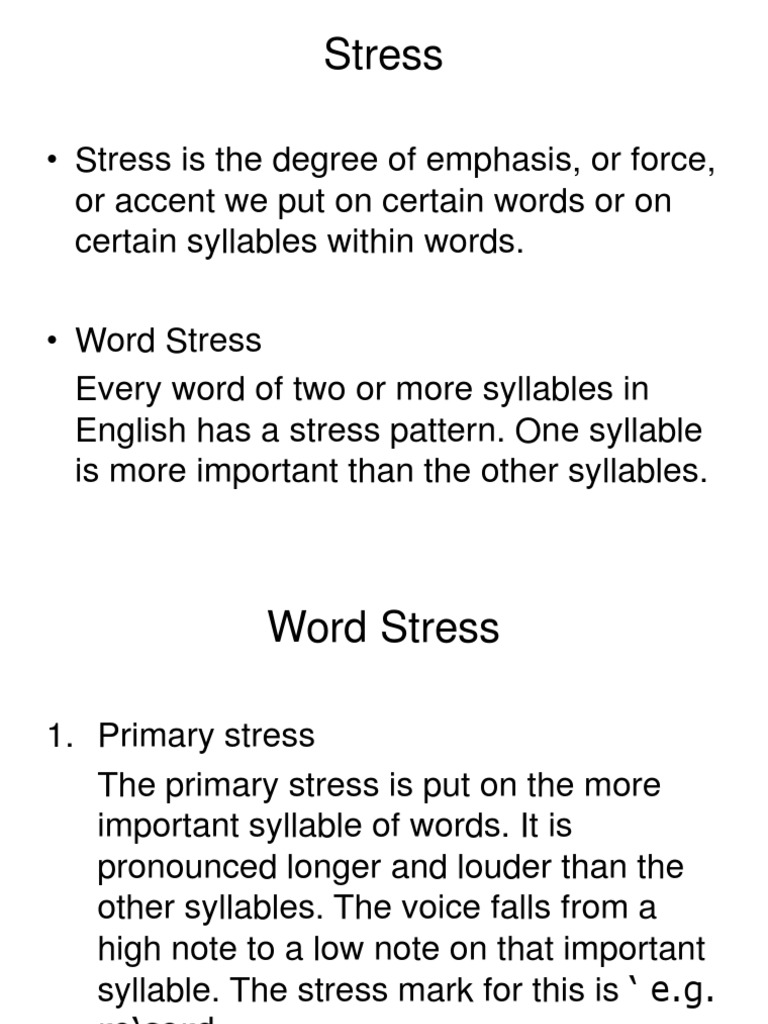 Word Stress | PDF | Stress (Linguistics) | Human Voice
