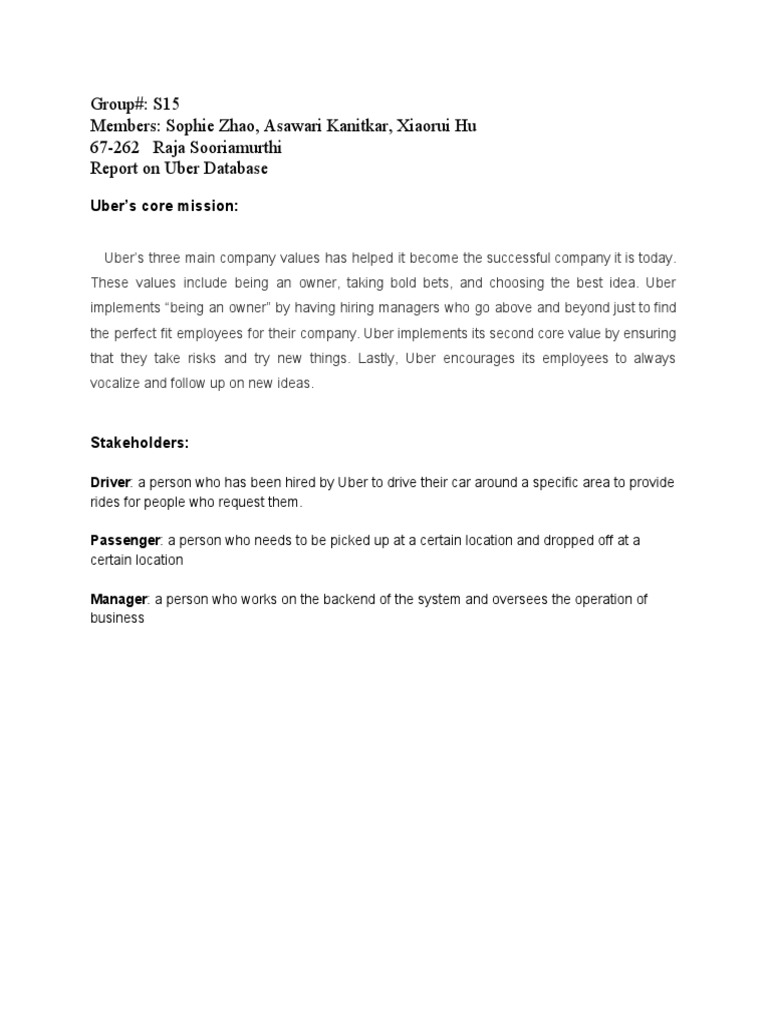 Uber Database Design | PDF | Business | Technology & Engineering