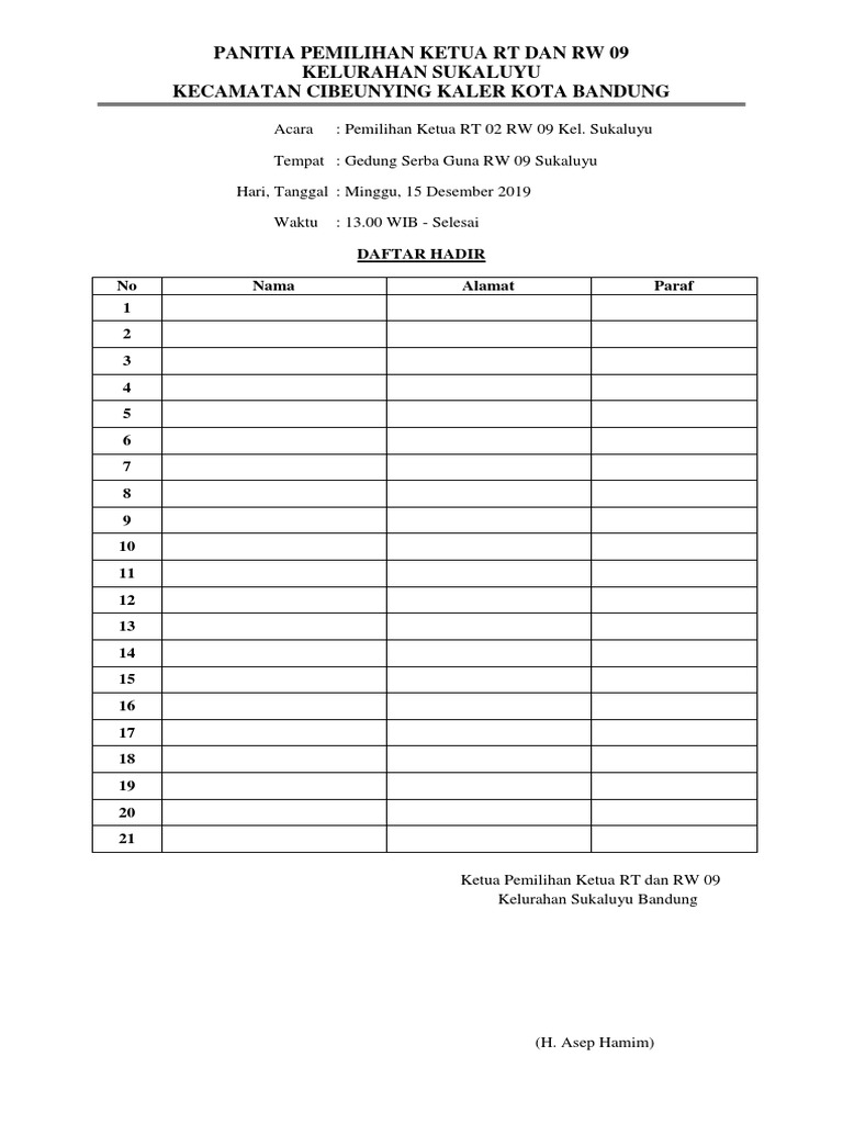 02.2-Absensi Acara Pemilihan RT 02 | PDF