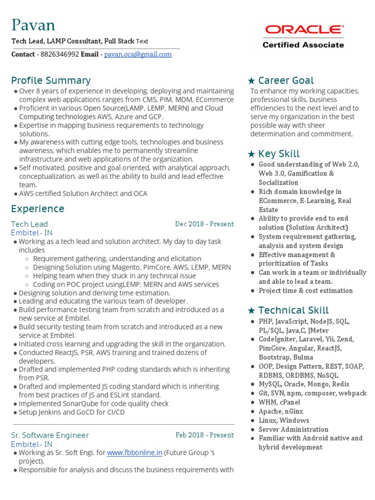 Pavan Resume | PDF | Web Application | Php