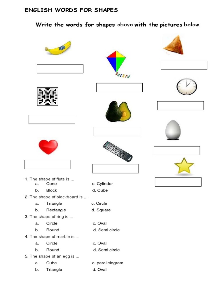 Soal Bahasa Inggris Shape | PDF