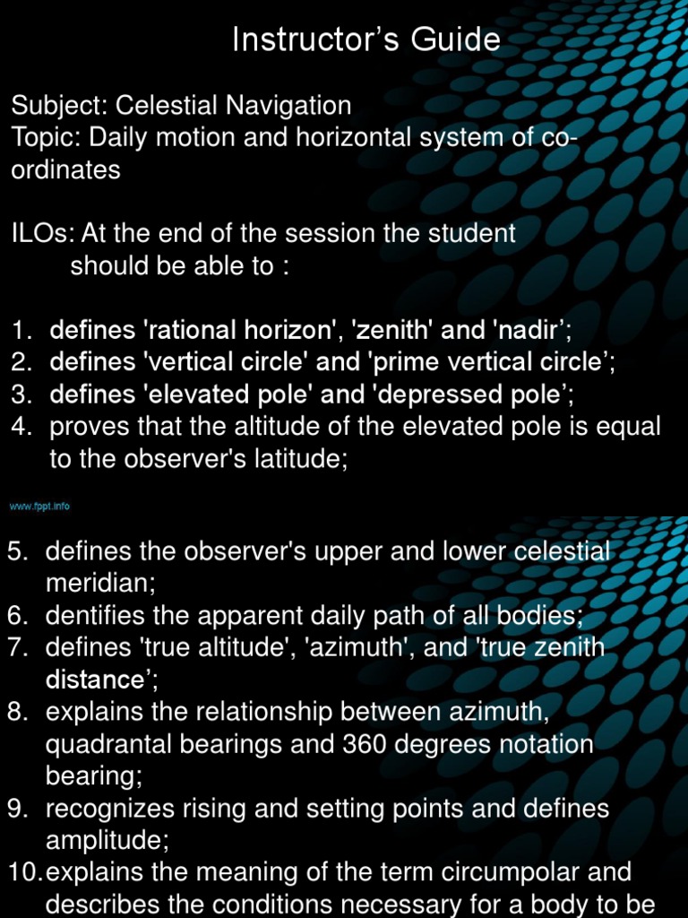 Daily Motion and Horizontal System of Co-Ordinates | PDF