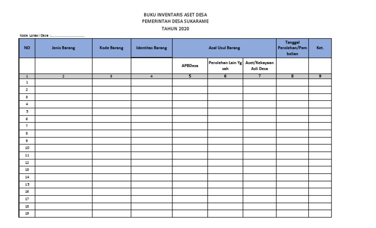 Buku Inventaris Aset Desa Sukarame | PDF