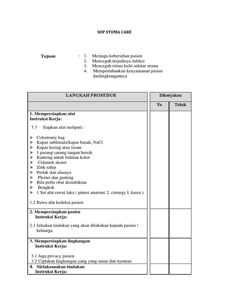 Sop Stoma Care | PDF