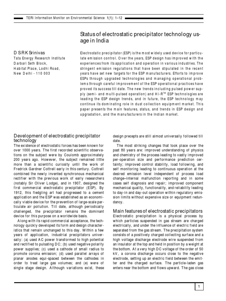 ESP Electrostatic Precipitator | PDF