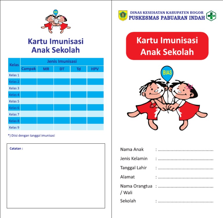 Kartu Imunisasi Anak Sekolah - 1 PDF | PDF