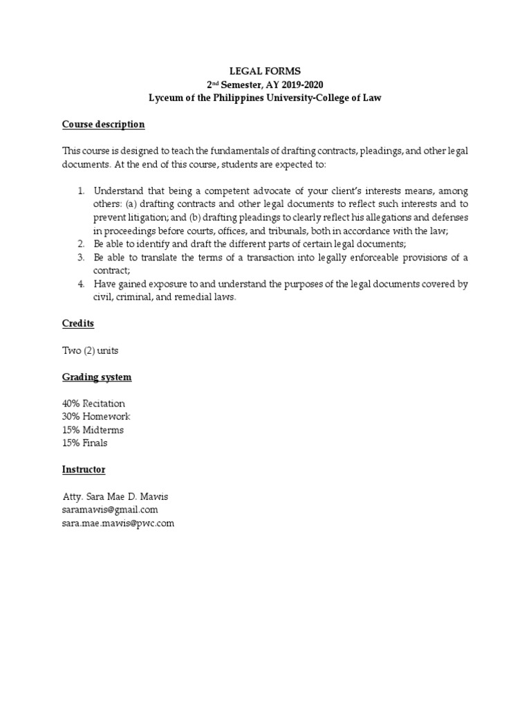 SDM Legal Forms Outline | PDF