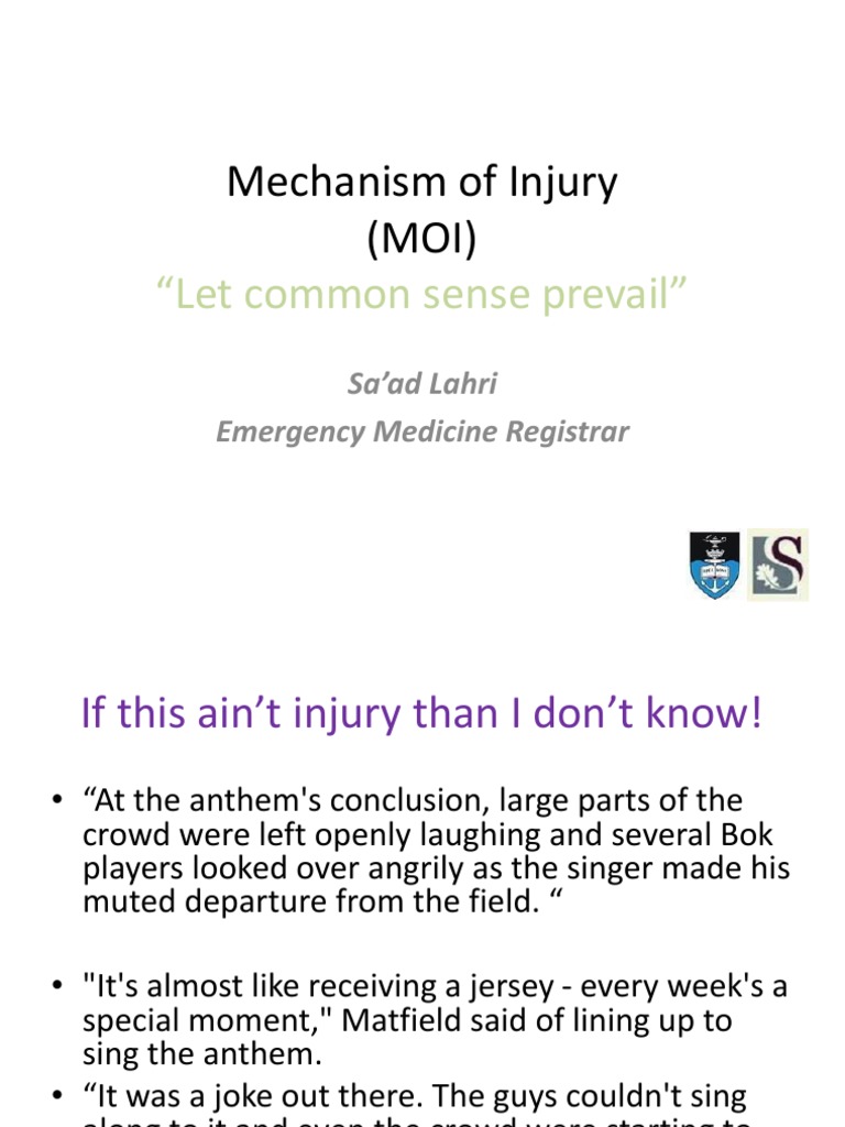 Mechanism of Injury | PDF